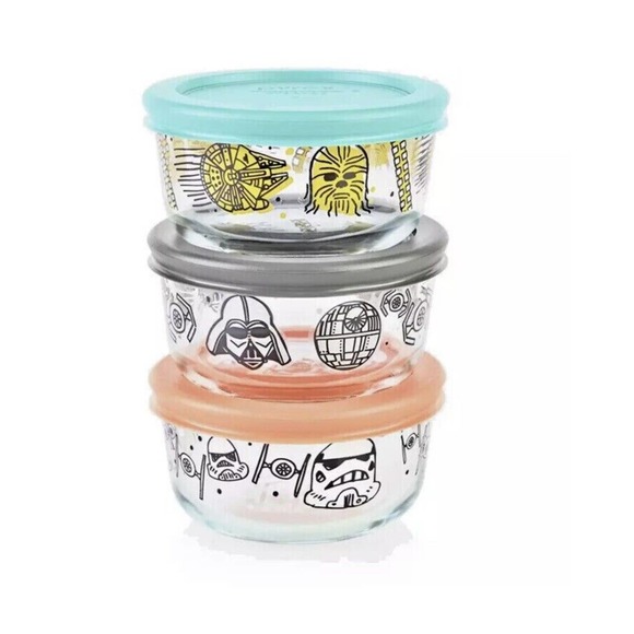 Pyrex | Dining | Pyrex Star Wars 6pc Set Cup Glass Food Storage Vader ...